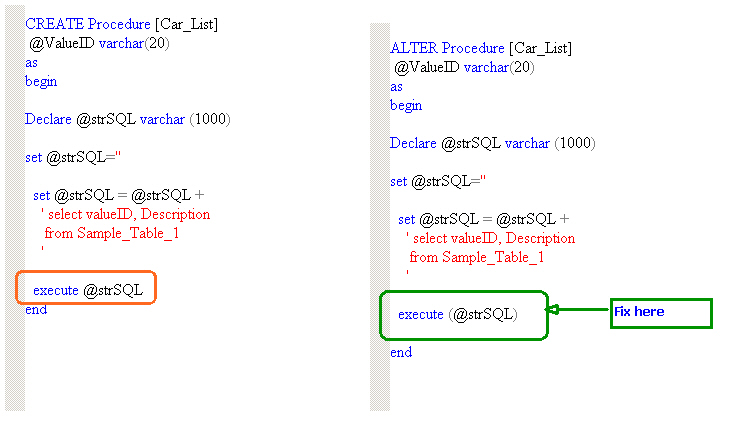 Sharing Warning Could Not Find Stored Procedure