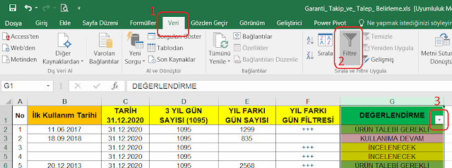 Deneyim: Excel: Garanti Takip ve Talep Belirleme Formülü