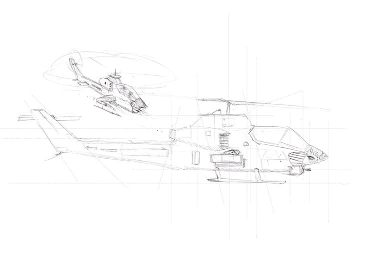 Cobra Helicopter Drawing
