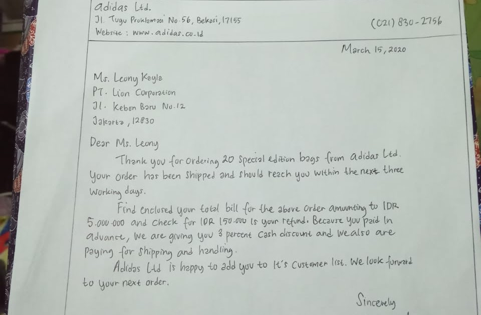 Semi Block Style - Style of Business Letter ( Sarah Nur Arafah - 26218528)