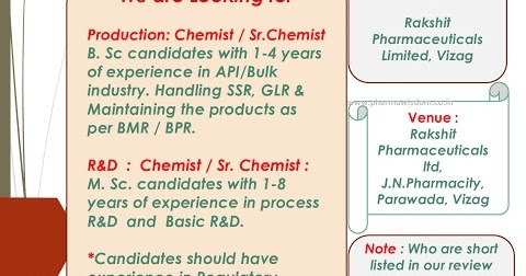 UDYOG ADDA: Rakshit Pharmaceuticals Ltd - Urgent Requirement for Production / R&D Departments ...