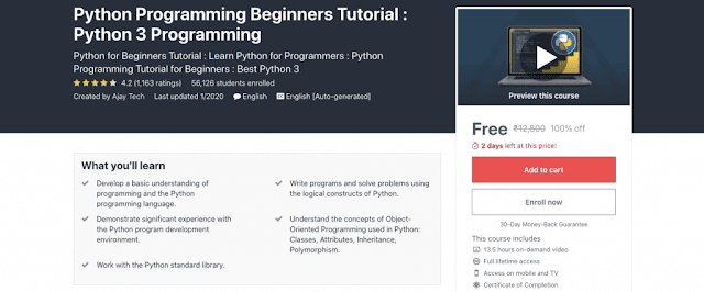 Python Programming Beginners Tutorial : Python 3 Programming | FREE