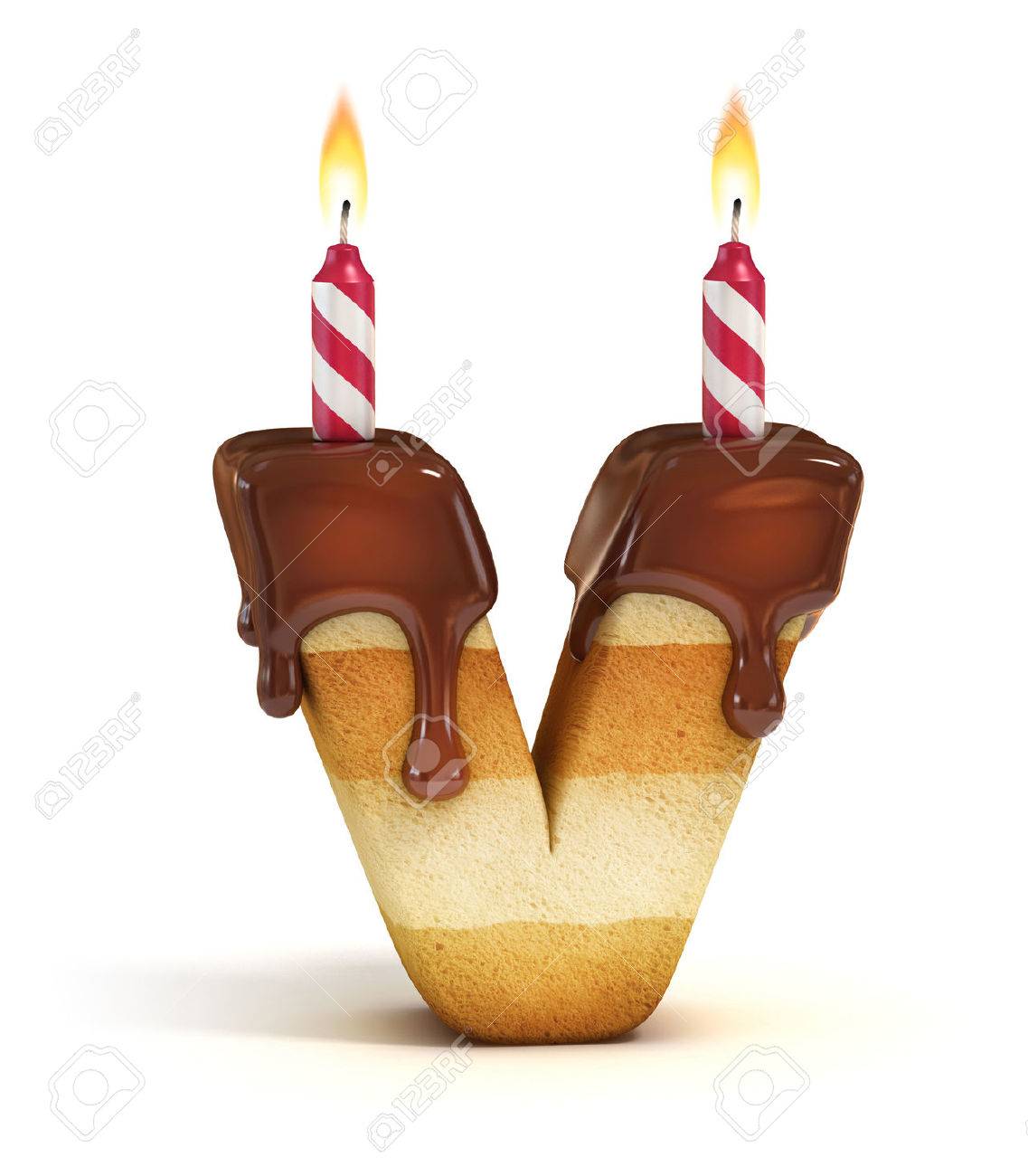 Birthday Cake With Letter V - Birthday Letter