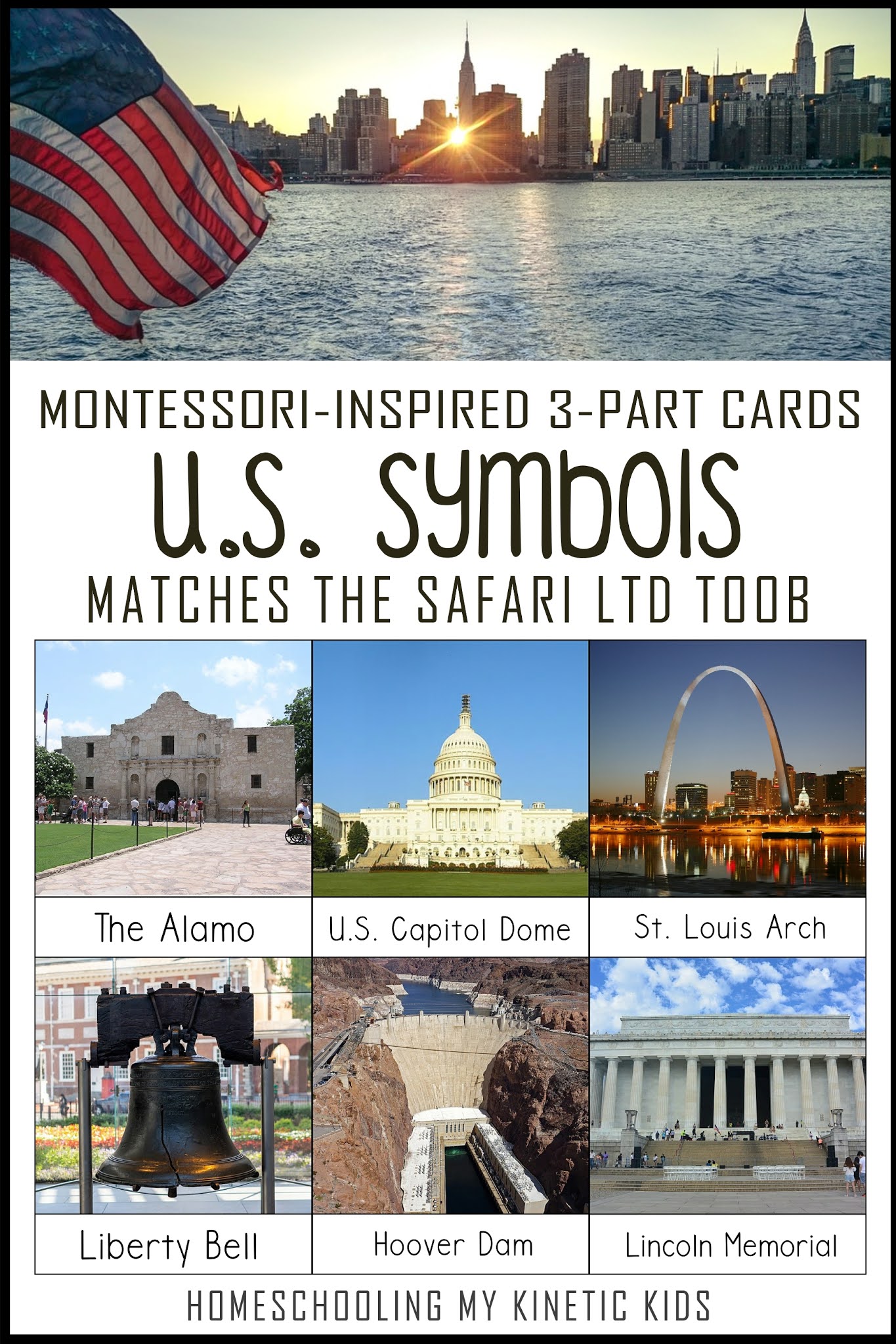 Montessori-Inspired 3-part Cards for the Safari Ltd US SYMBOLS toob