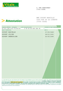 Attestation d'assurance et de sécurité sociale