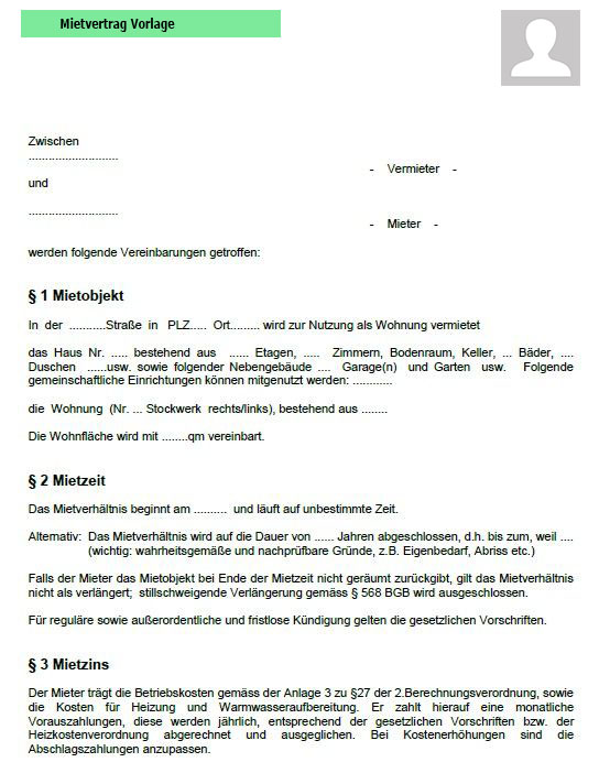 Mietvertrag Vorlage - Tipss und Vorlagen
