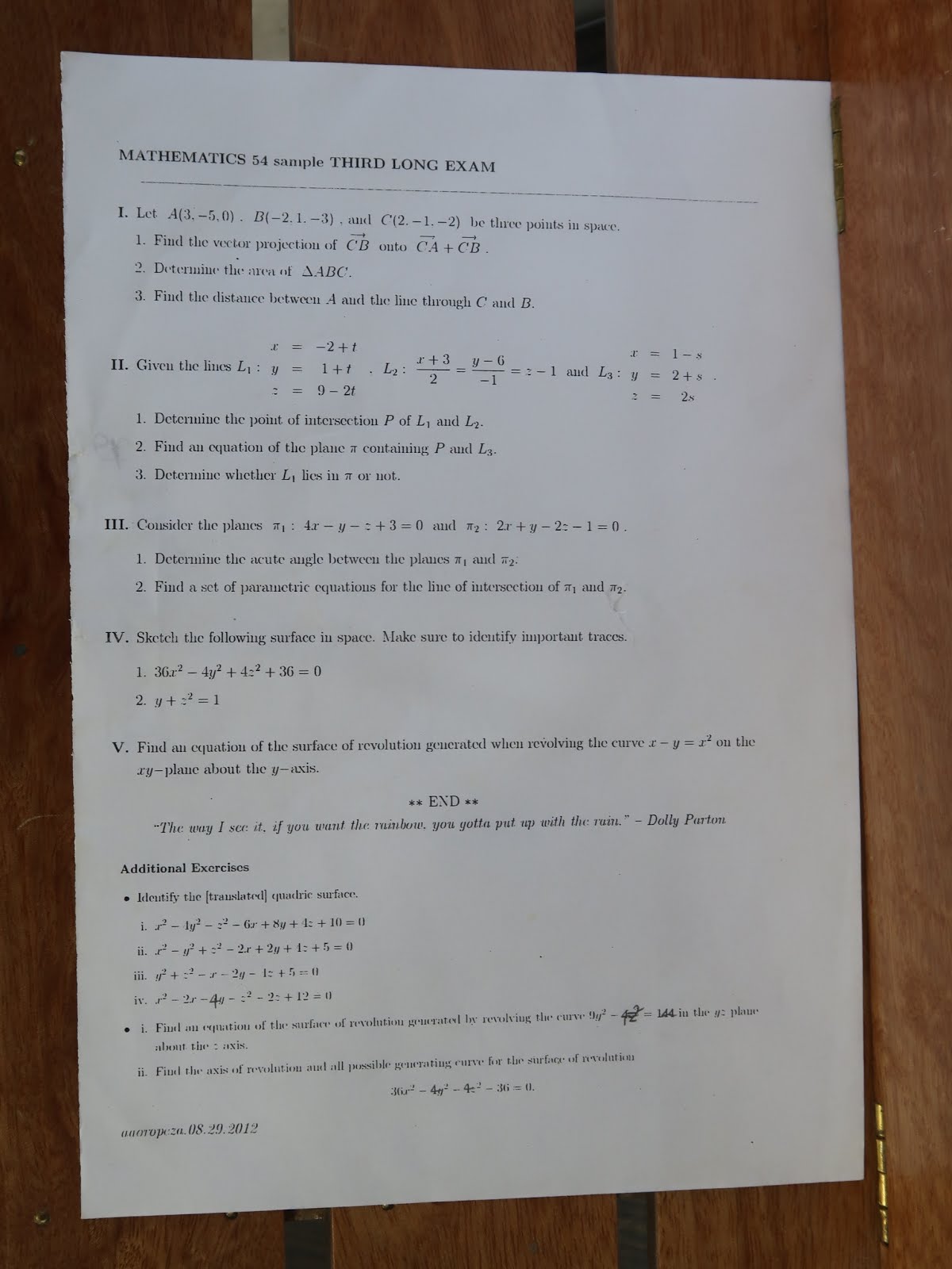 UPD Samplexes, Readings, and Materials: UPD Math 54 (now Math 22) Third ...