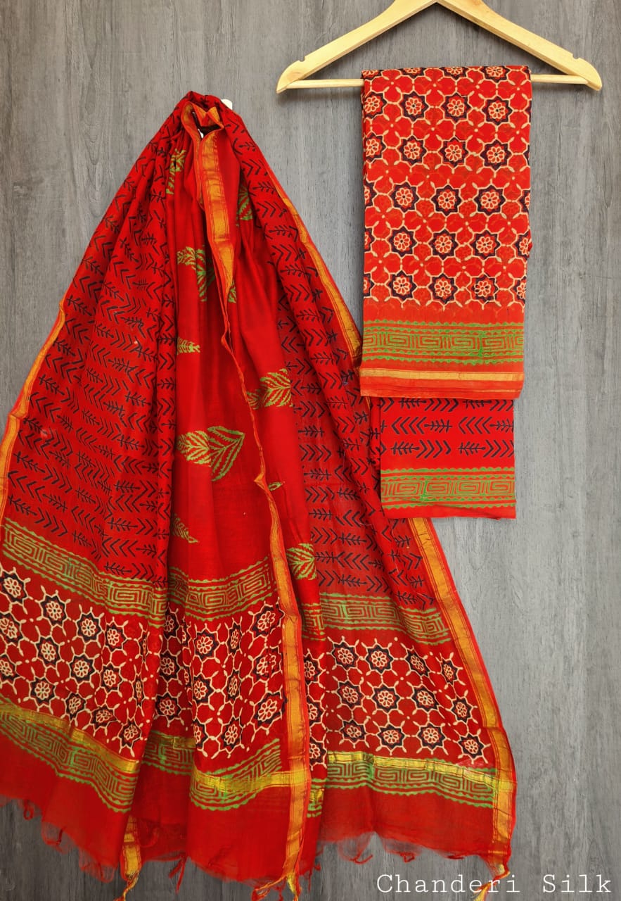 Chanderi silk dress materials