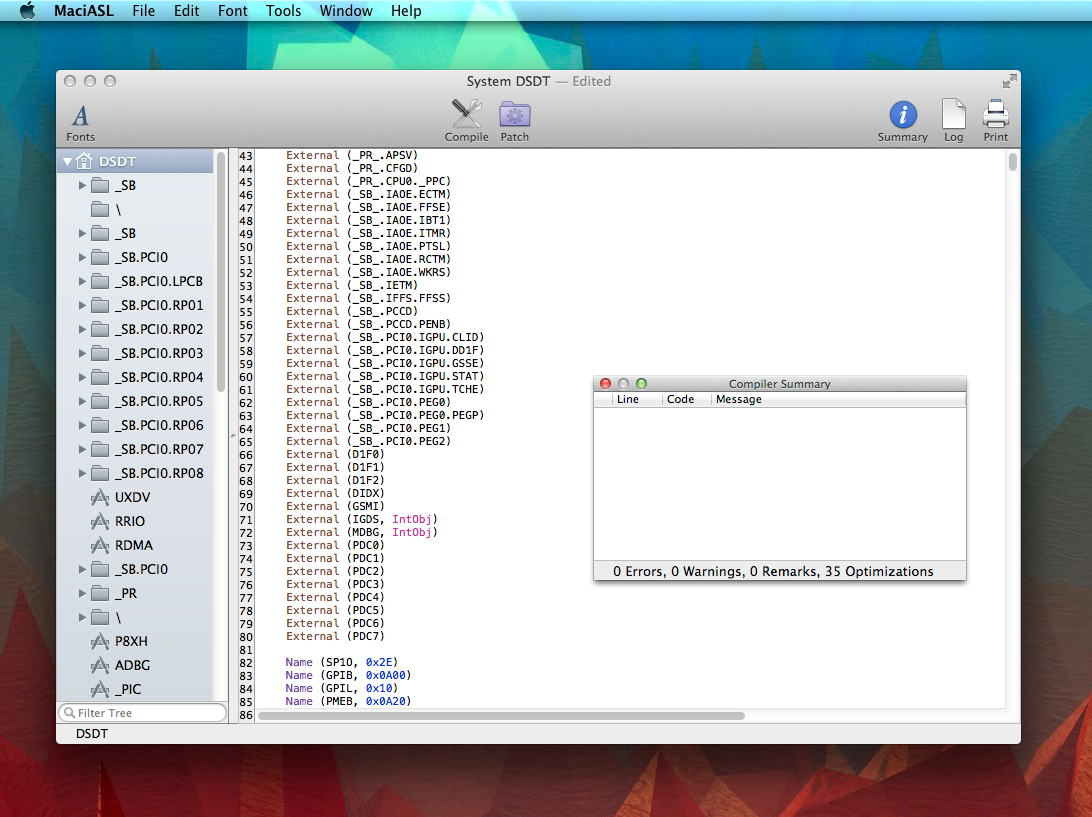How to edit your own DSDT with MaciASL