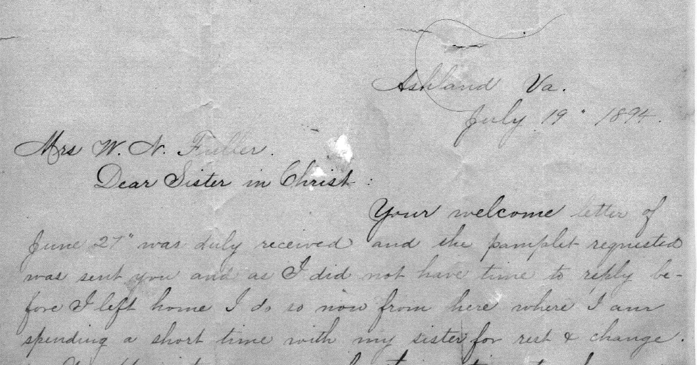 History and stuff: A letter from Maria (1894)