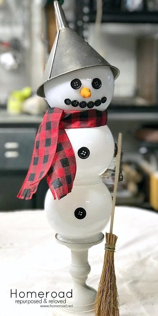 Light-up Snowman Made from Lamp Parts
