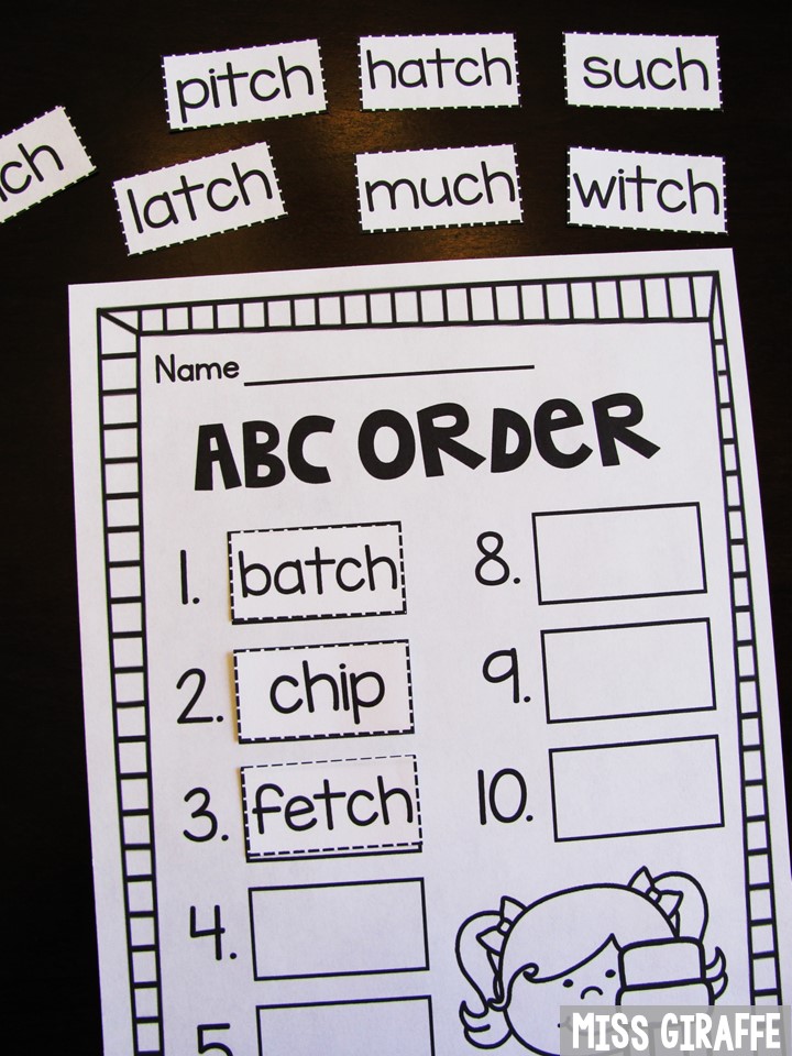 Miss Giraffe's Class: Digraphs Activities for First Grade and Kindergarten