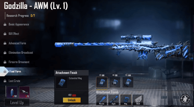 GODZILLA AWM UPGRADBLE SKIN PUBG MOBILE | BEEHIVETECH