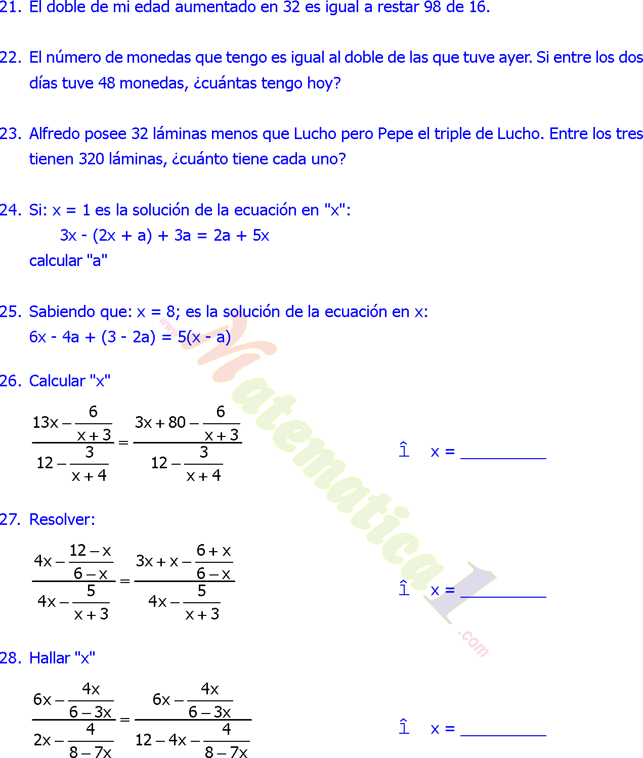 EJERCICIOS DE ÁLGEBRA MATEMÁTICA DE SEXTO GRADO DE PRIMARIA O BÁSICO PDF