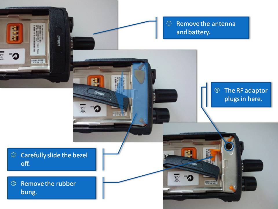RF test connection on the DP4000 series. - DJ0WH