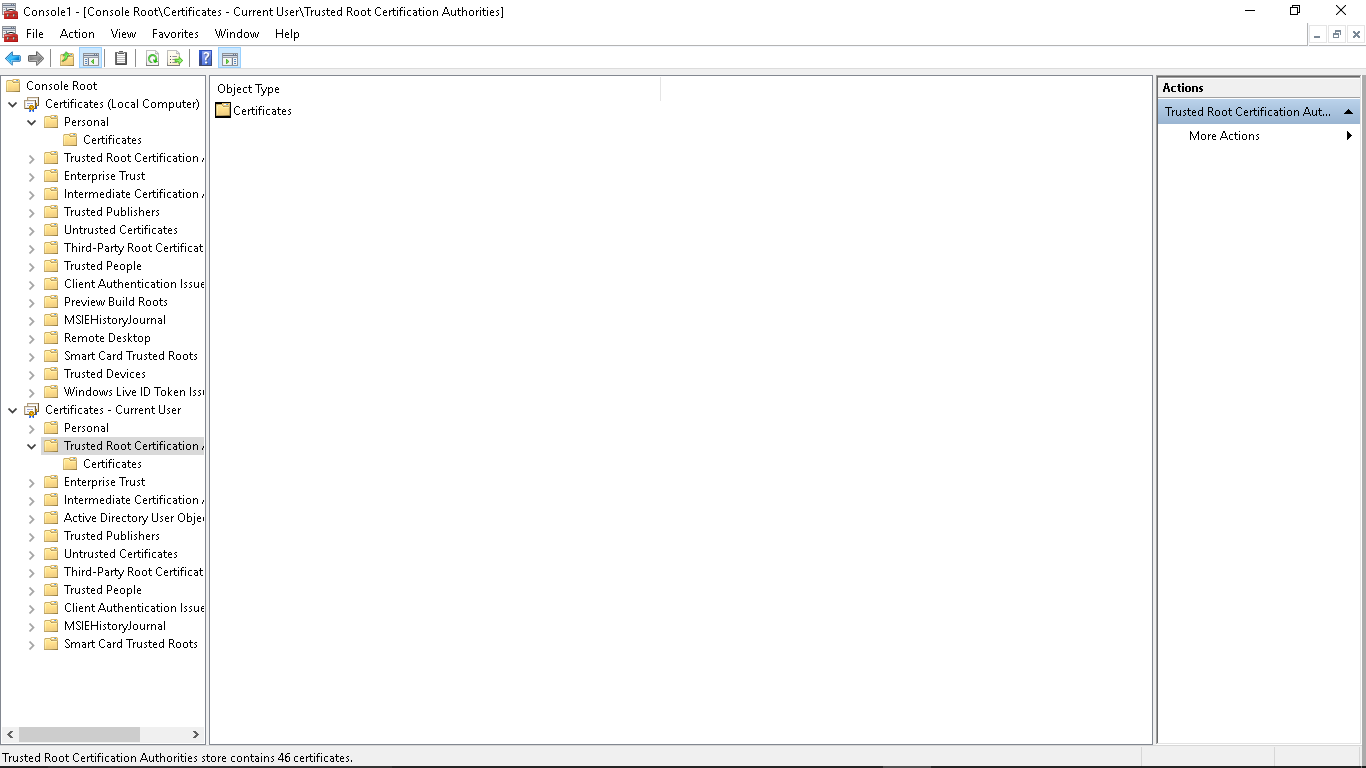 Using MMC to view certificates