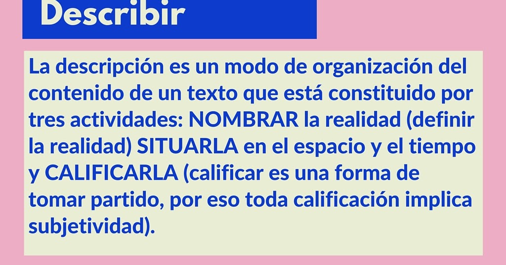 La descripción: resumen, infografías y actividades interactivas | De ...