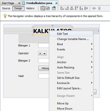 Membuat Kalkulator Sederhana Menggunakan Java - Contoh Aplikasi