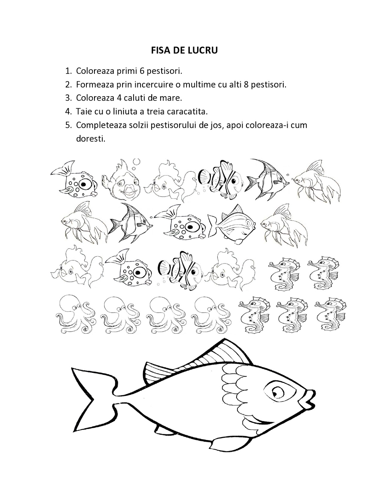 FISE DE LUCRU - animale SUBACVATICE :: Fise de lucru - gradinita si scoala
