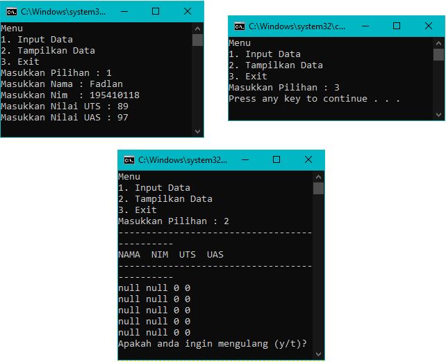 Program Menampilkan Data Mahasiswa Dalam Pilihan Menu Input View Exit ...