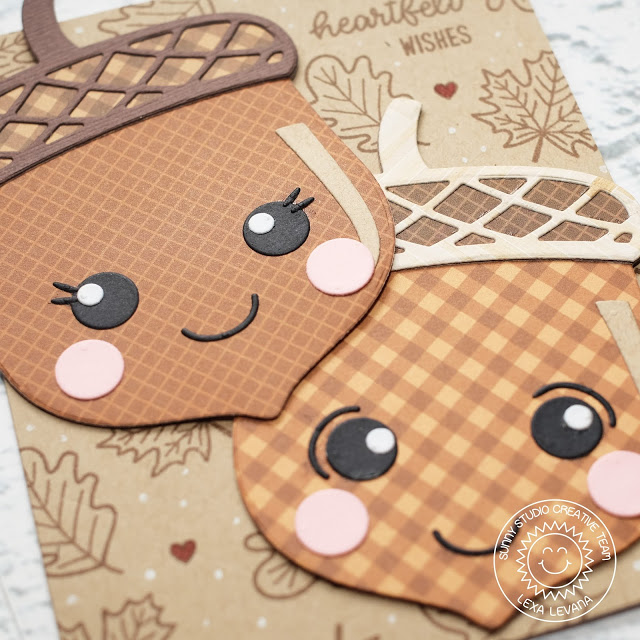 Sunny Studio: Nutty For You Leaf Background Heartfelt Wishes Card with Lexa