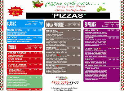 My Graphic Portfolio: Menu Card Design of our client Pizza and More