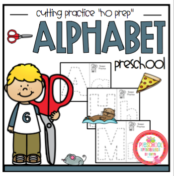 Alphabet Cutting Practice Upper/Lowercase "No Prep" ~ Preschool Printables