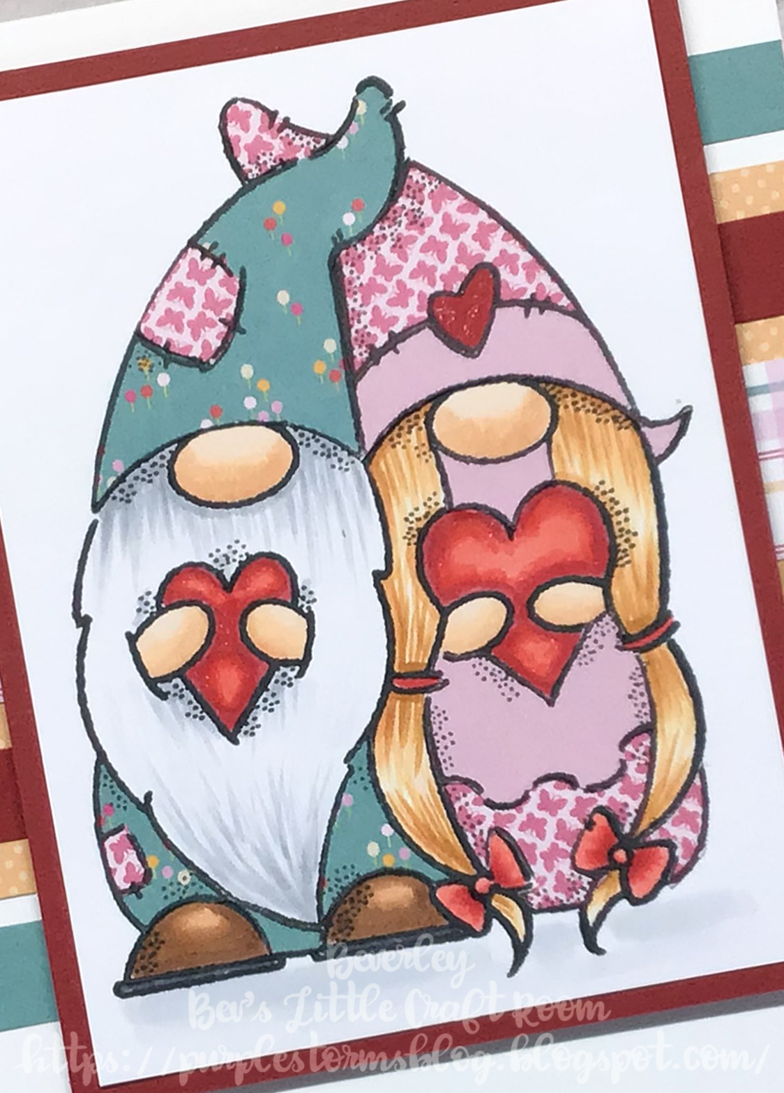 Bev's Little Craft Room: Woodware Paper Pieced Valentine Gnome Card