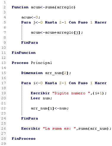 Funciones (subprocesos) en PSeInt