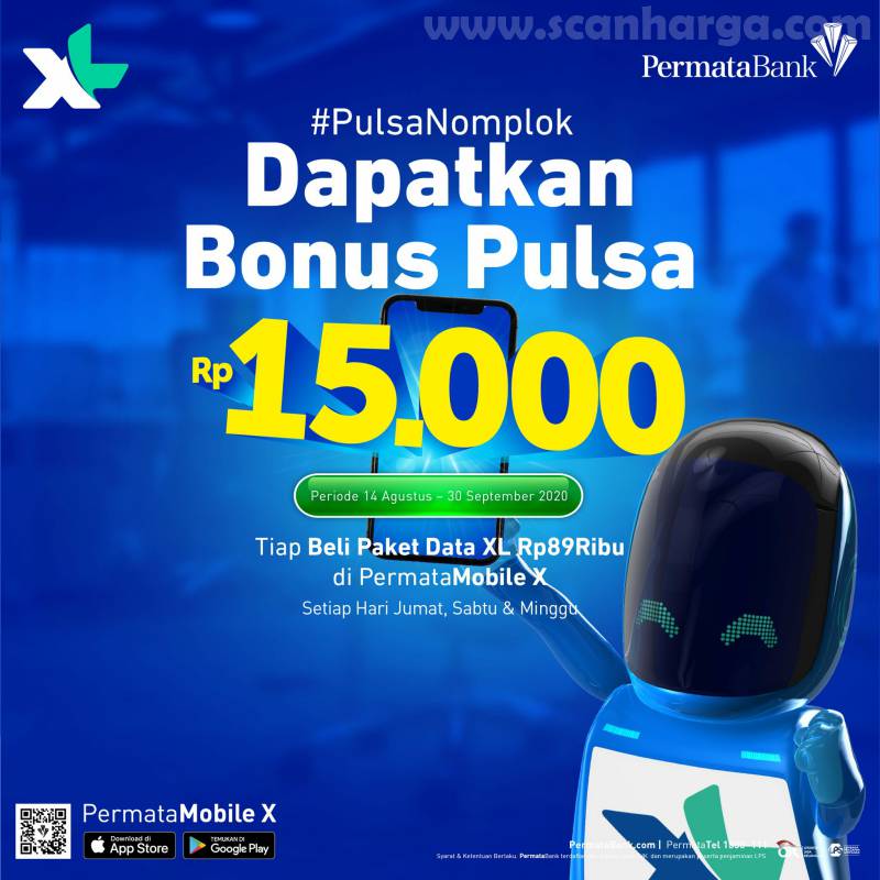 Promo XL Bonus Pulsa Rp15 Ribu Tiap Beli Paket Data XL 89Rb di Permata Mobile X - scanharga