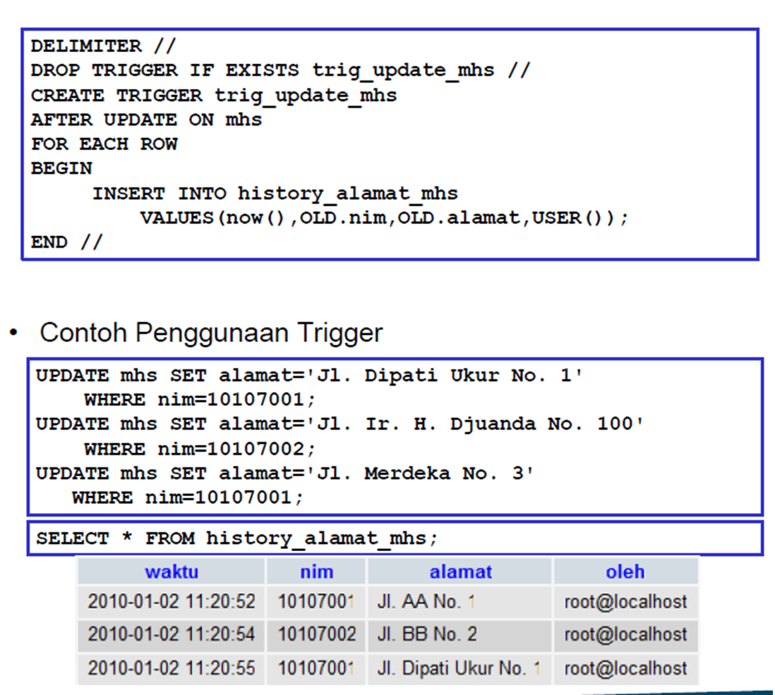 penggunaan trigger di mysql | wkoernia