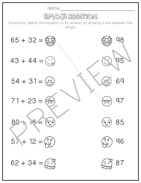 Little Mrs. Bell: Emoji Addition Freebie & Worksheet Pack