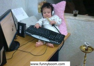 babies using computer | Funny