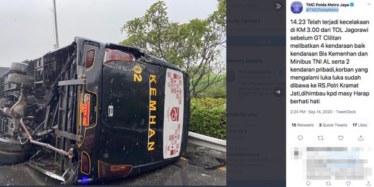 Korban Berjatuhan, Bus Kemenhan dan TNI Kecelakaan di Jagorawi