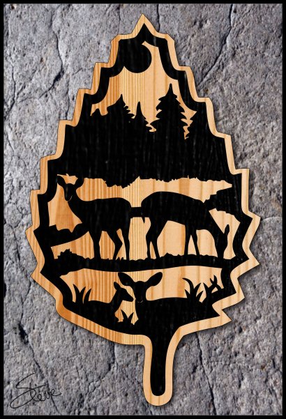 Scrollsaw Workshop: Deer Leaf Scene Scroll Saw Pattern.