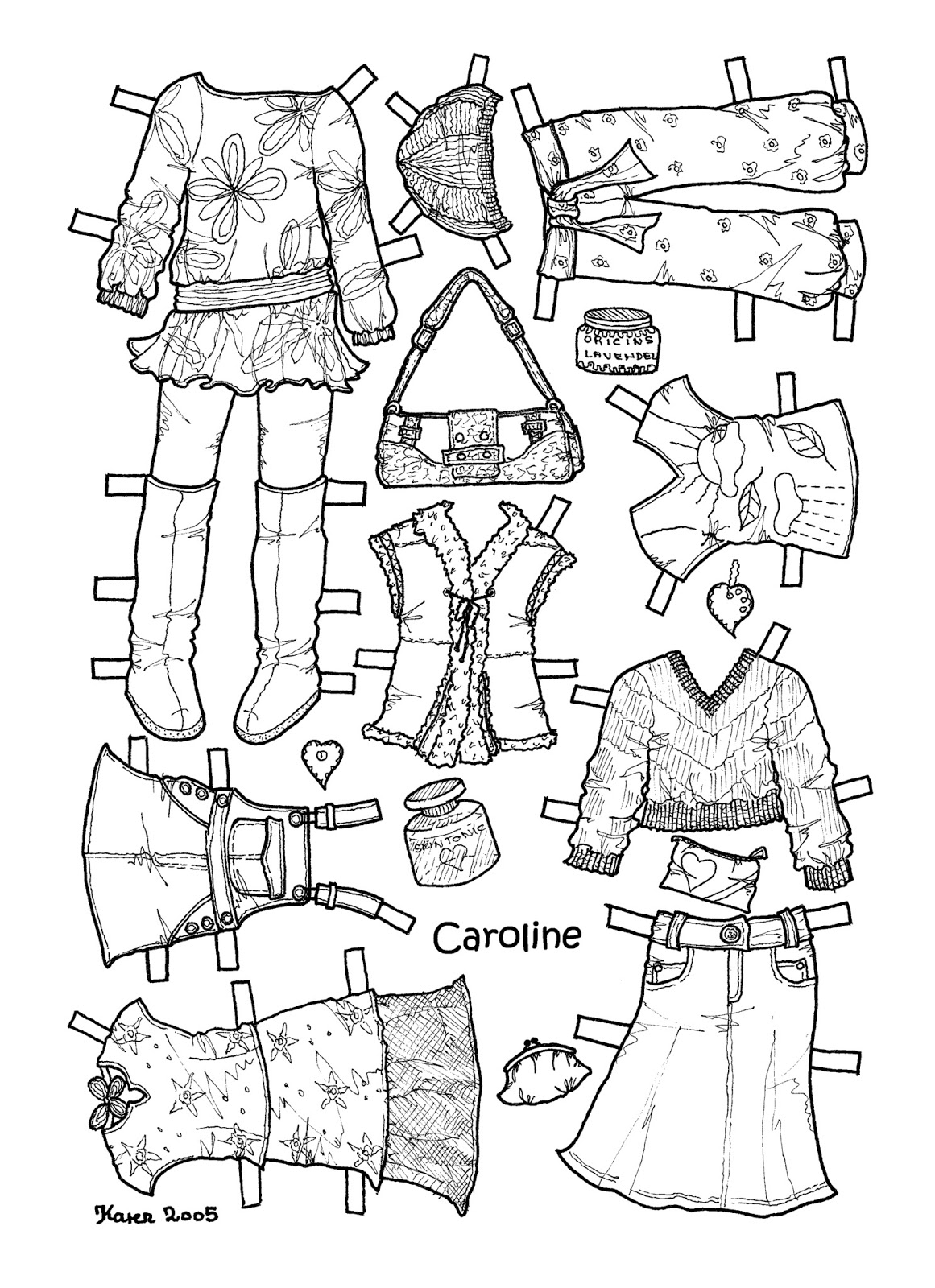Karen`s Paper Dolls: Caroline 1-6 Paper Doll to Colour. Caroline 1-6 ...