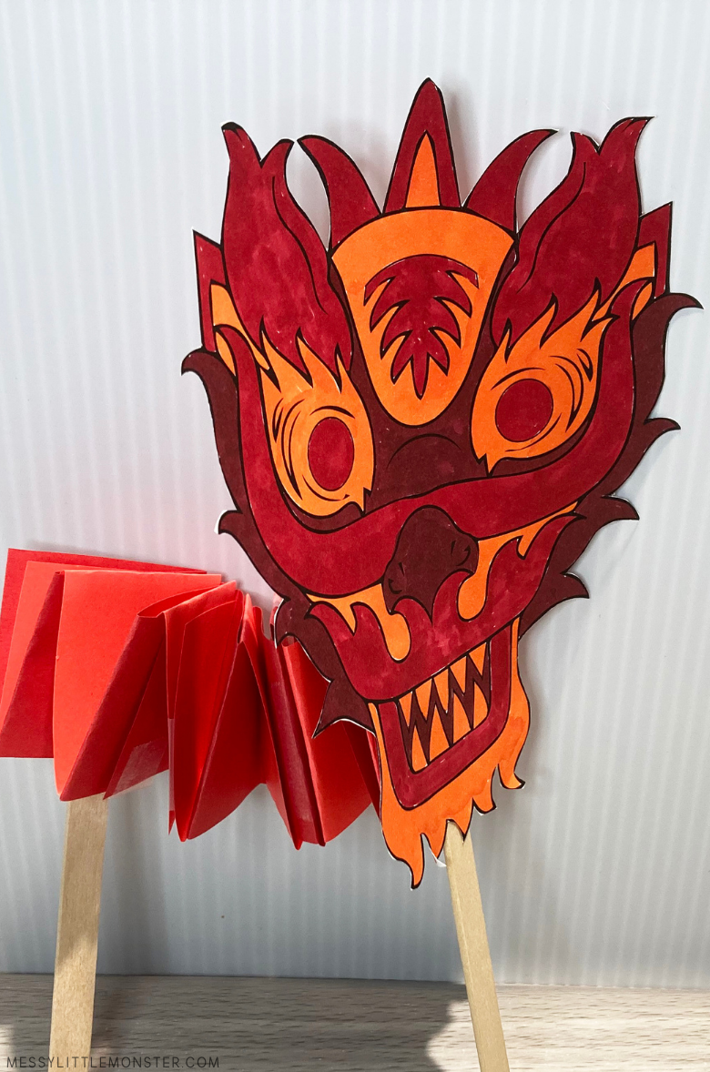 Chinese New Year Dragon Puppet (with template!) - Messy Little Monster