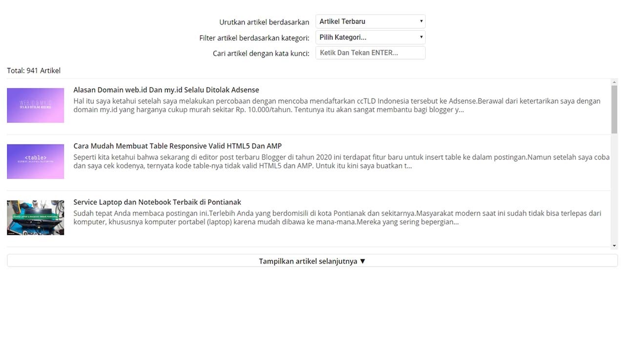 Menampilkan Sitemap Pada Halaman Static Blogger AMP HTML
