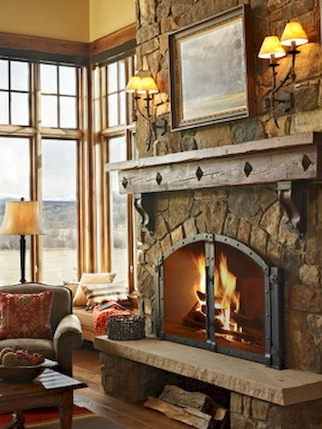 50 Exotic Traditional Fireplace Cabin To Create A Romantic Atmosphere ...