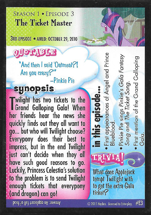 My Little Pony The Ticket Master Series 3 Trading Card | MLP Merch