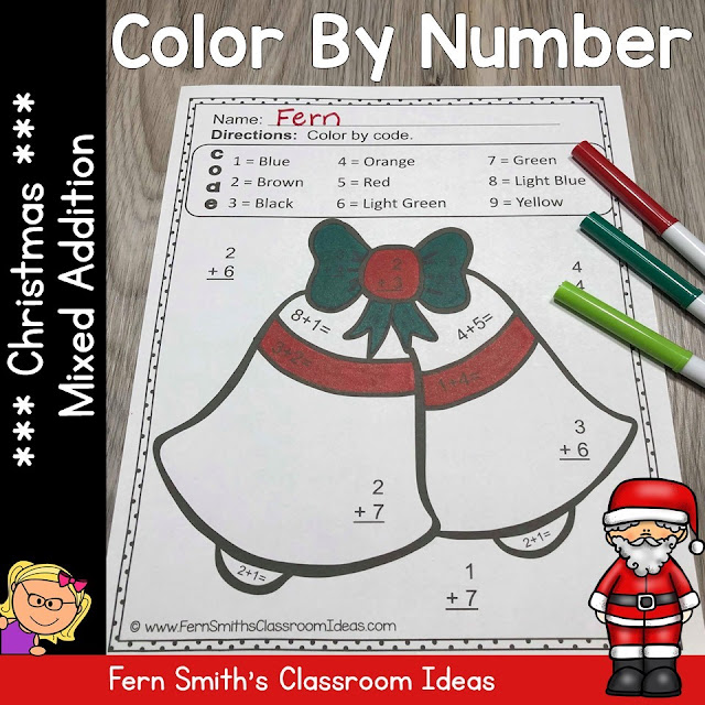 Christmas Color By Number Basic Addition Facts For Your Great Students