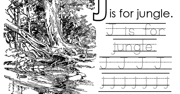 Crayon Palace: "J is for jungle" alphabet coloring page