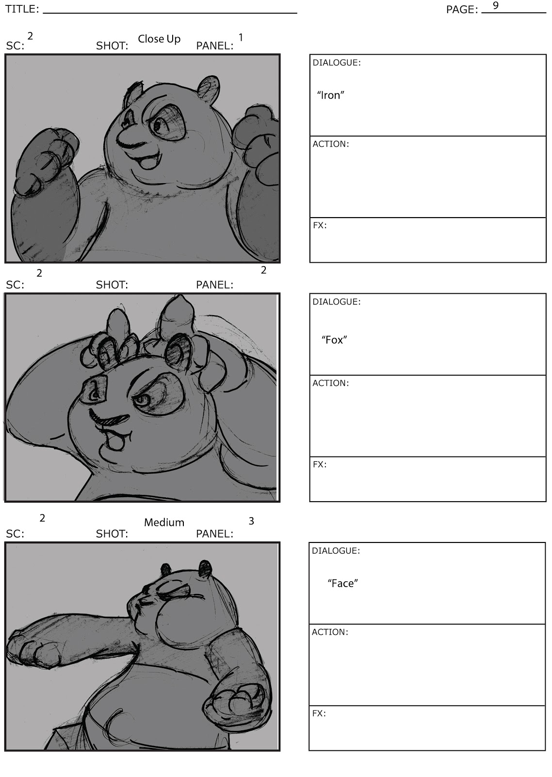 Miguel's Storyboard Blog: Kung-fu Panda test.