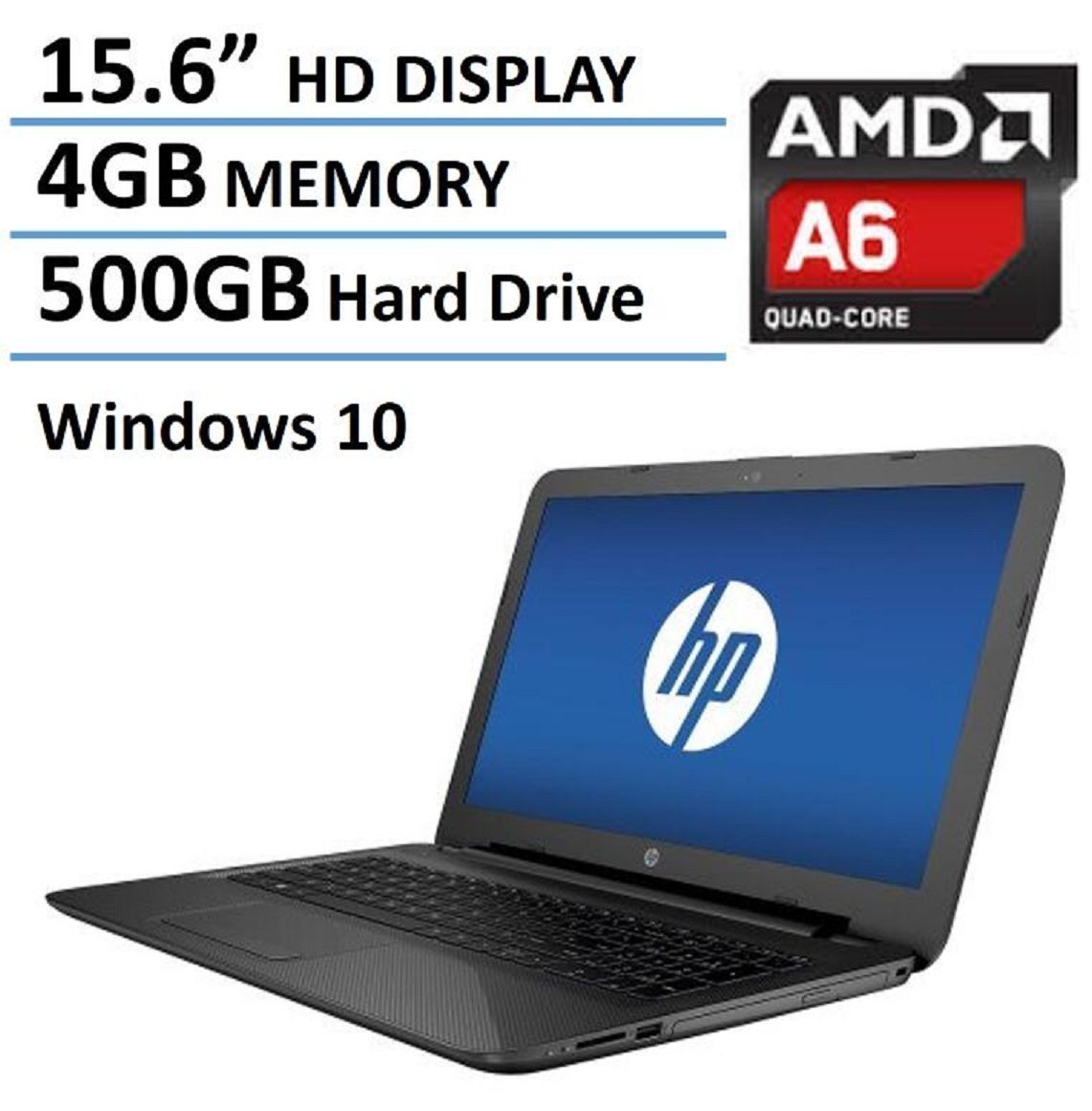 HP 15.6-inch Premium Laptop PC, AMD Quad-Core APU 2.0GHz Processor, 4GB ...