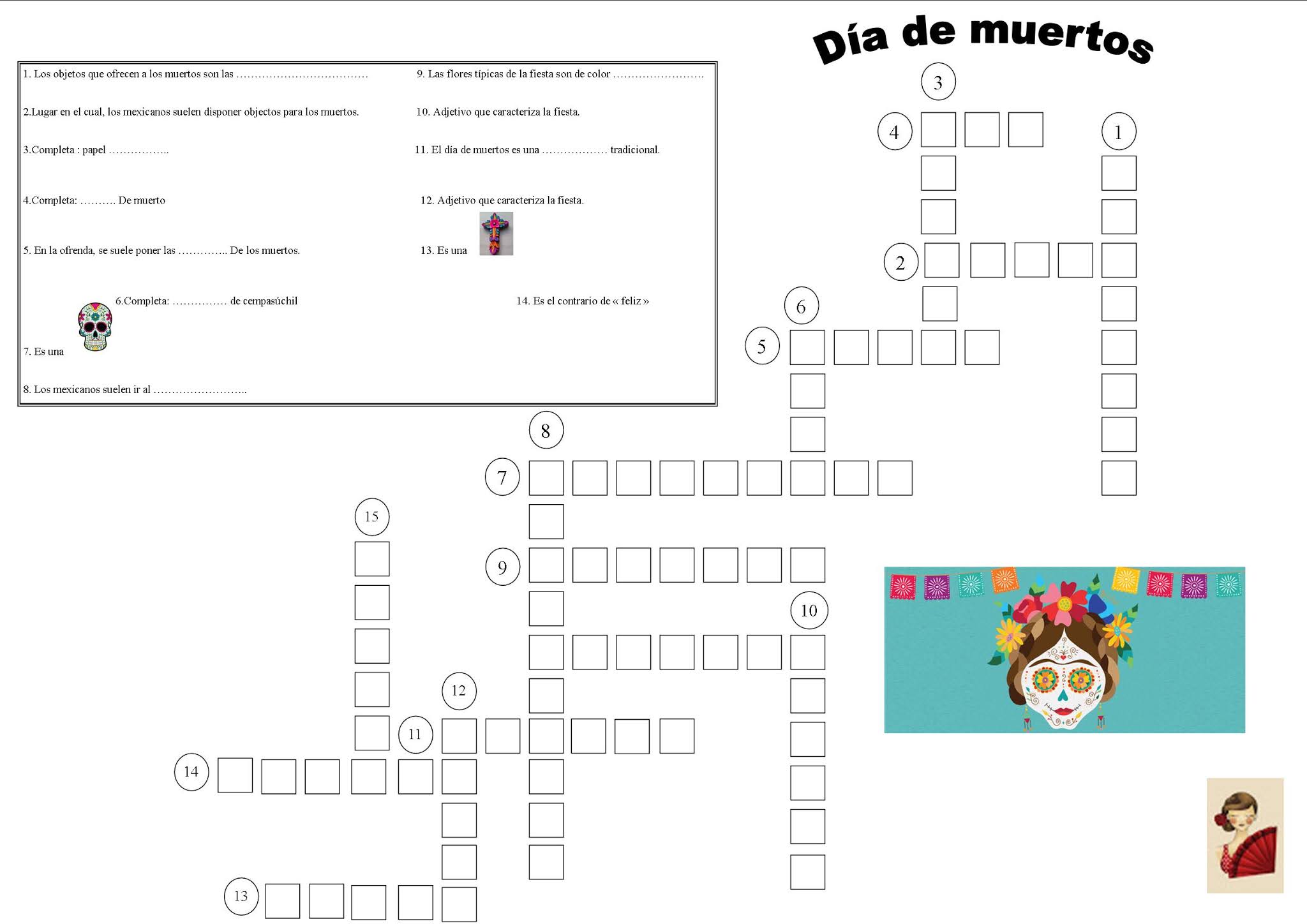 ¡Todos adictos al español!: Día de muertos: crucigrama