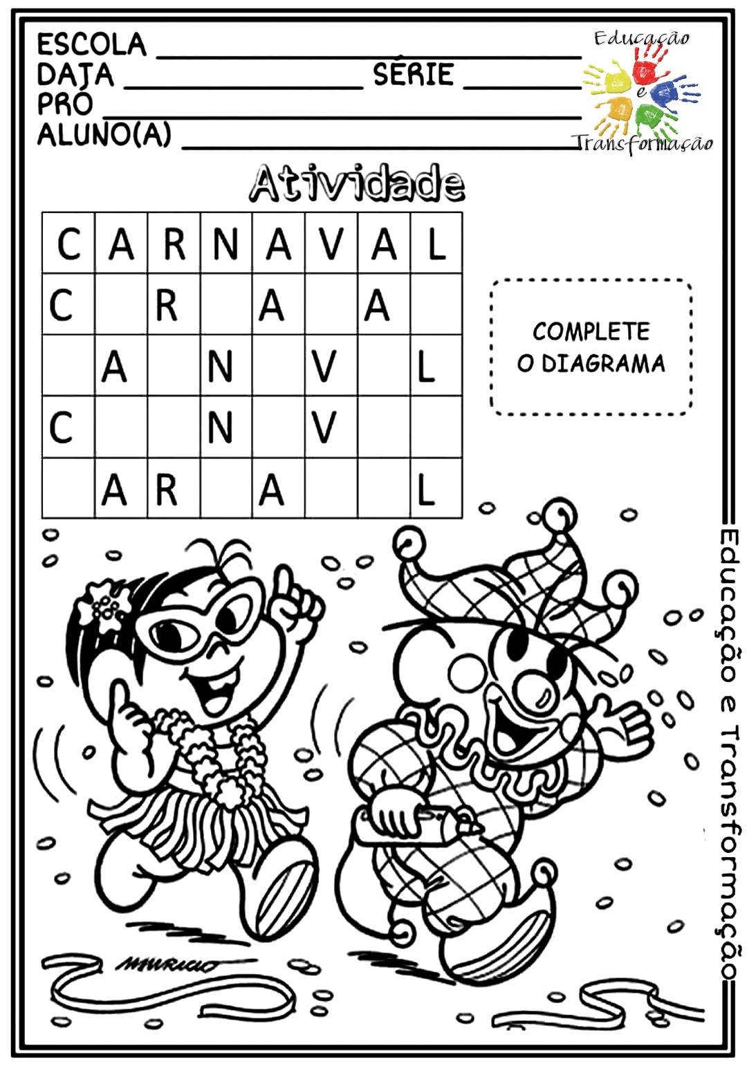 Turma da Mônica: carnaval Atividades com temática carnavalesca com a ...