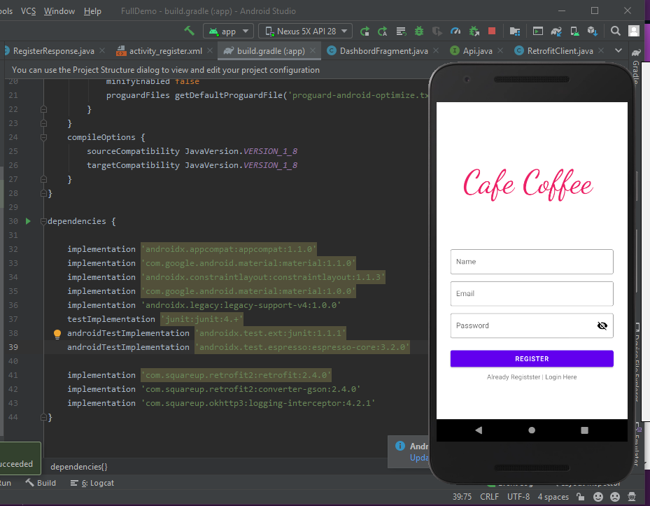 Register Api Implement Using Retrofit In Android
