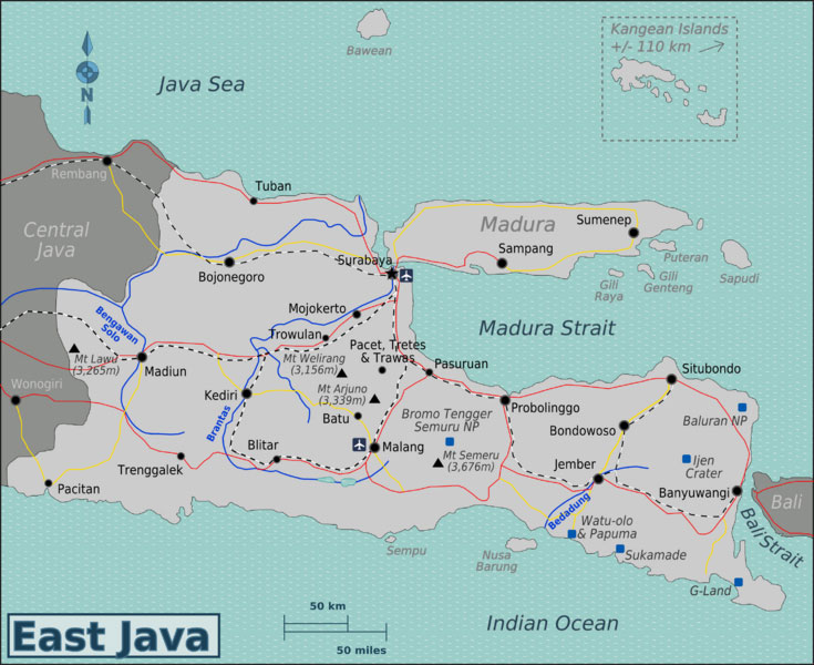 Mount Bromo & Ijen Crater, East Java: Volcano Tour Map