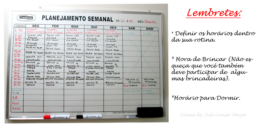 Coisas da Juli Lanser Mayer: Planejamento Semanal (Rotina)