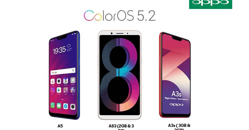 OPPO updates A5, A3s, and A83 to ColorOS 5.2